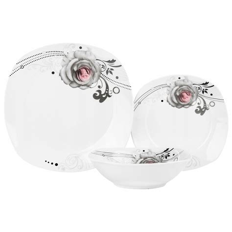 Serwis obiadowy 6 osób komplet talerzy porcelanowych 18 elementów RÓŻA