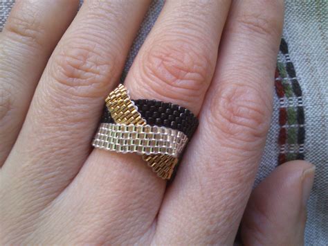 Anillo miyuki trenzado Takı Yüzük Inciler
