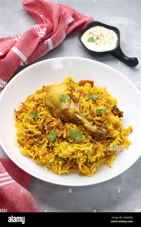 Chicken Biryani Murg Pulao Garnished With Fried Onion Chopped