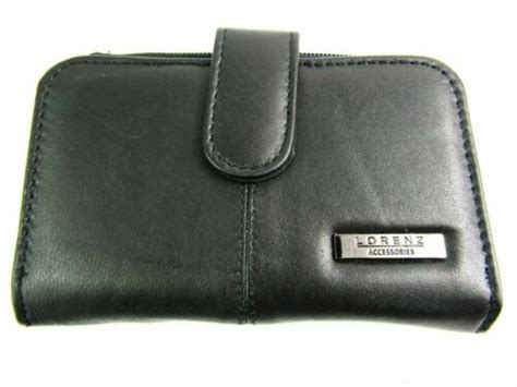 Porte monnaie de blocage RFID pour femme en cuir noir doux véritable