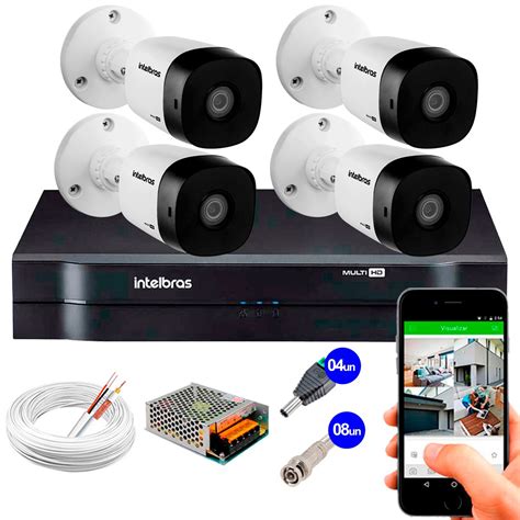 Kit de Câmeras de Segurança DVR Intelbras 4 Ch Tríbrido HDCVI 4