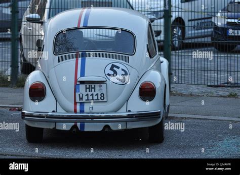 A White Herbie Style Vw Beetle In Hamburg In Germany Stock Photo Alamy