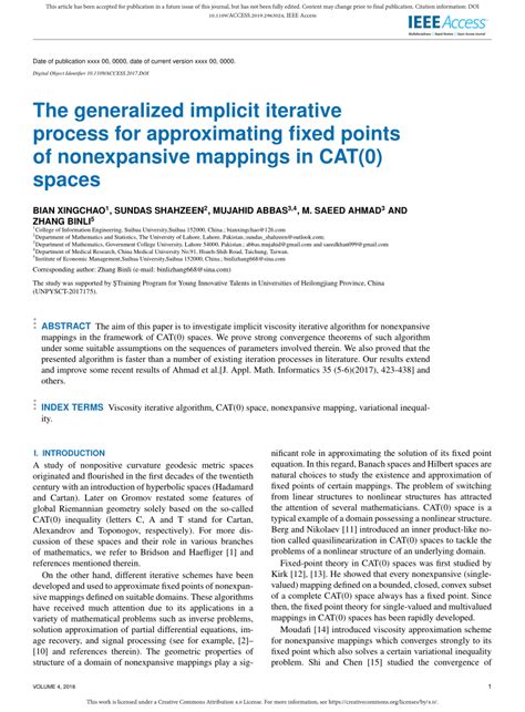 pdf the generalized implicit iterative process for approximating fixed points of nonexpansive
