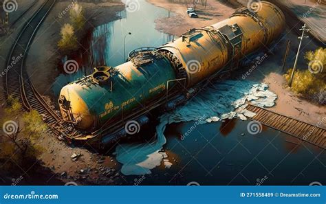 Train Derailed Exploding With Fire And Smoke Generative AI