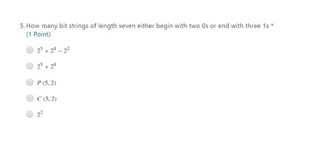 solved 5 how many bit strings of length seven either begin