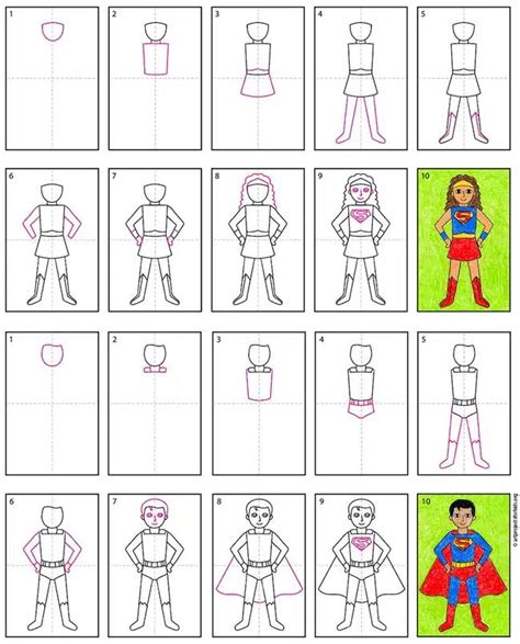Easy How To Draw A Superhero Tutorial And Superhero Coloring Page