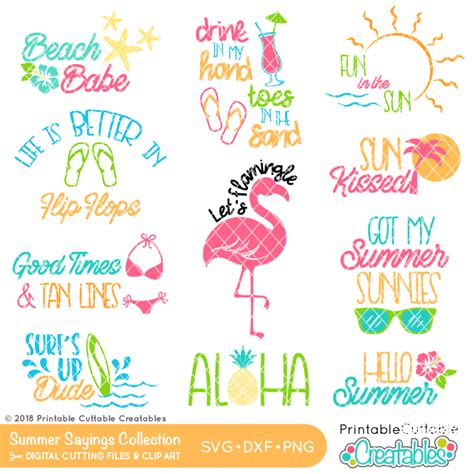 Summer Sayings SVG Files Bundle For Cricut Silhouette Cameo