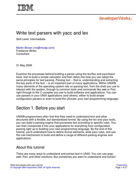 lex and yacc pdf parsing c programming language