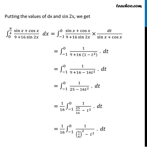 Misc 29 Definite Integral 0 Pi 4 Sin X Cos X Miscellaneous