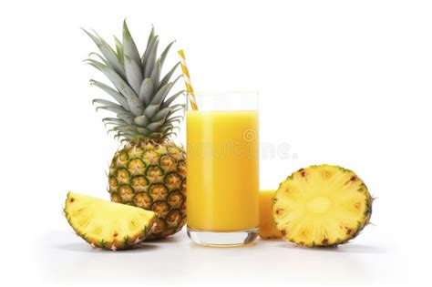 Beautiful Fruit Drink Glass With Pineapple Juice And Slices Pineapple