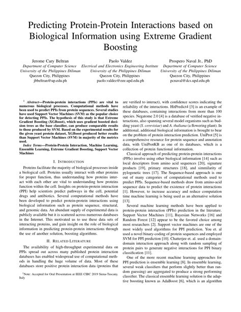 pdf predicting protein protein interactions based on biological information using extreme