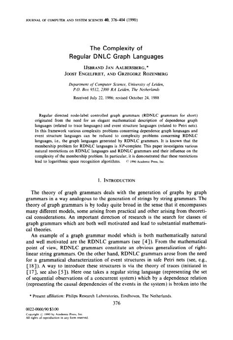 pdf the complexity of regular dnlc graph languages