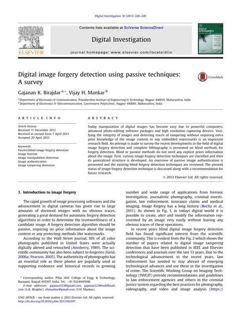 pdf digital image forgery detection using passive techniques · digital image forgery