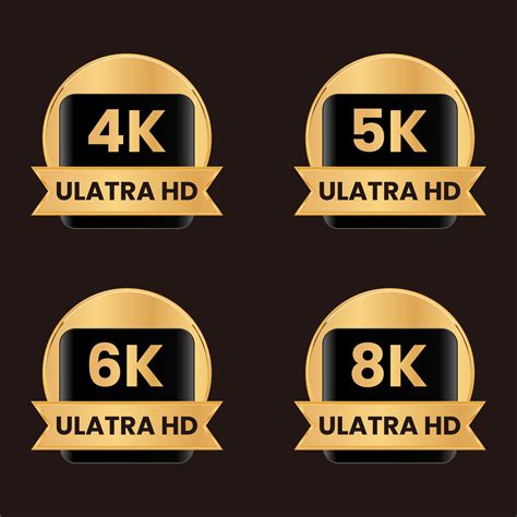 Golden 8K 6K 5k 4k Ultra HD Video Resolution Button Set 11252035