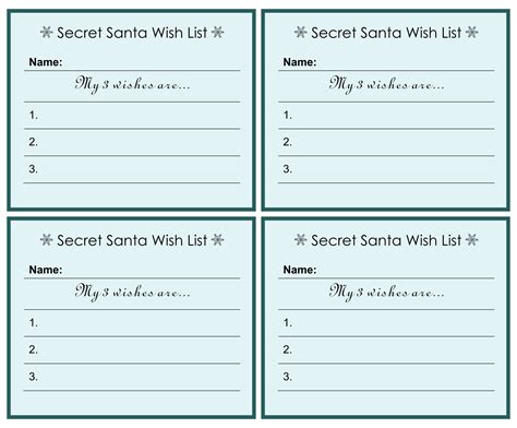 Work Printable Secret Santa Template