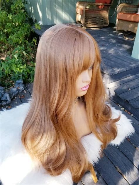 Strawberry Blonde Wig With Bangs Realistic Dusty Blonde Long Etsy