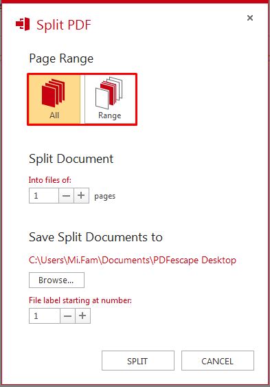 splitting a pdf file in pdfescape desktop pdfescape