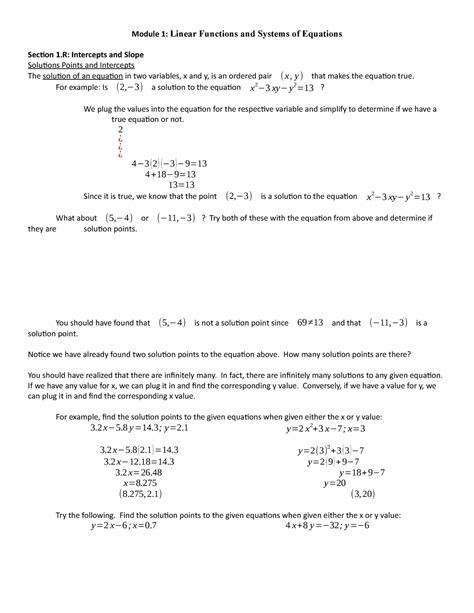 1324 module 1 notes liner equation module 1 linear functions and systems of equations