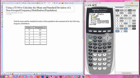 using a ti 84 to calculate the mean and standard deviation of a frequency distribution youtube