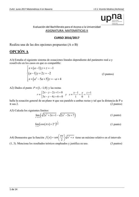 Evau Matem Ticas Navarra Ex Menes Y Soluciones