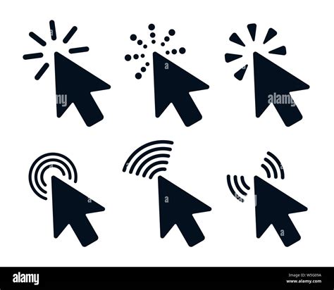 Click Icons With Cursors On White Background Touch Symbols Design