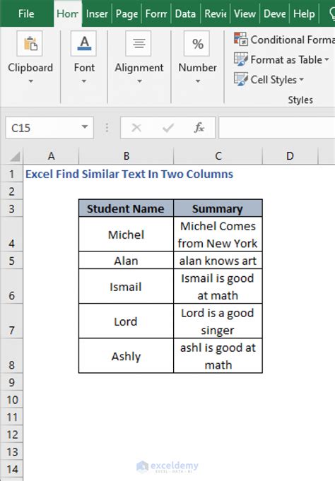 Excel Find Similar Text In Two Columns 3 Ways ExcelDemy