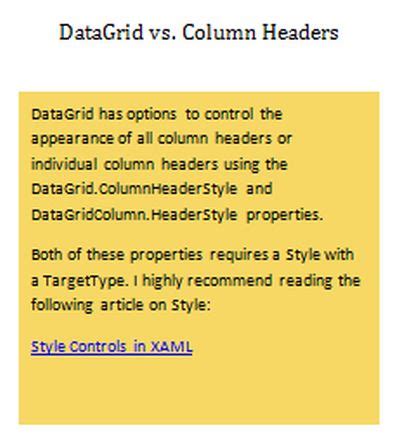 Mastering Wpf Datagrid In A Day Hour Datagrid Header