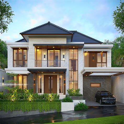 Desain Rumah 2 Lantai Style Modern Tropis