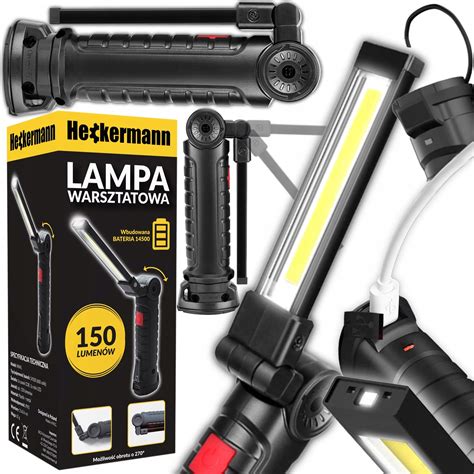 Latarka Warsztatowa Robocza Led Cob Lampka Z Magnesem Hak Usb