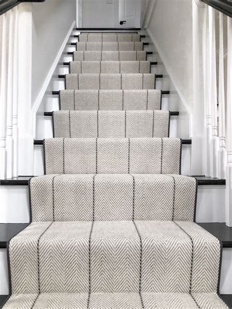 Neutral Flat Weave Wool Herringbone Stair Runner In 2021 Carpet
