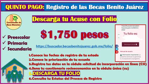 Descarga Tu Acuse Con Folio Quinto Paso Para El Registro De Las