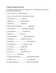 Comparative Adjectives Exercise Pdf Comparative Adjectives Exercise A