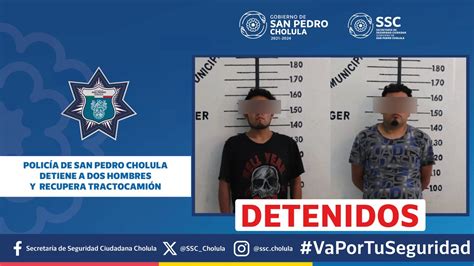 Policía de San Pedro Cholula detiene a dos hombres y recupera