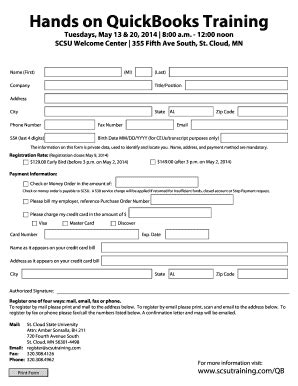 Fillable Online Stcloudstate Hands On QuickBooks Training