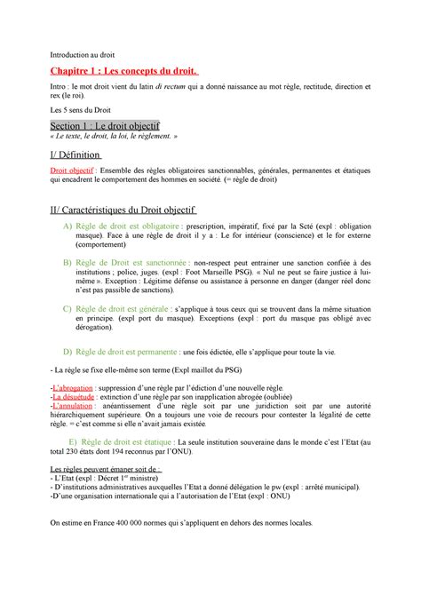 1 Cours Introduction AU Droit Introduction Au Droit Chapitre 1