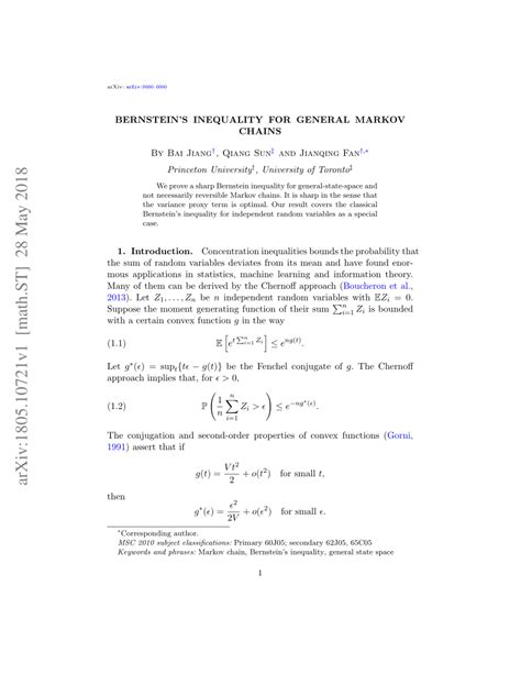 pdf bernstein s inequality for general markov chains
