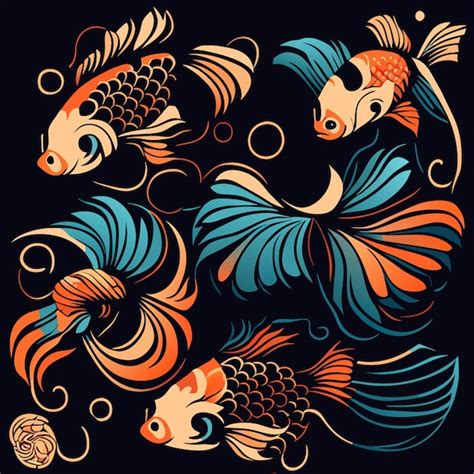 Vectores de peces exóticos dibujados a mano Elegancia marina Vector