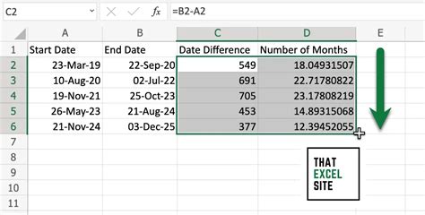 how to calculate the number of months between two dates in excel that excel site