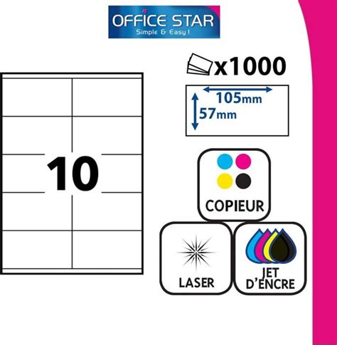 Boite de 1000 étiquettes autocollantes blanches multi usages format