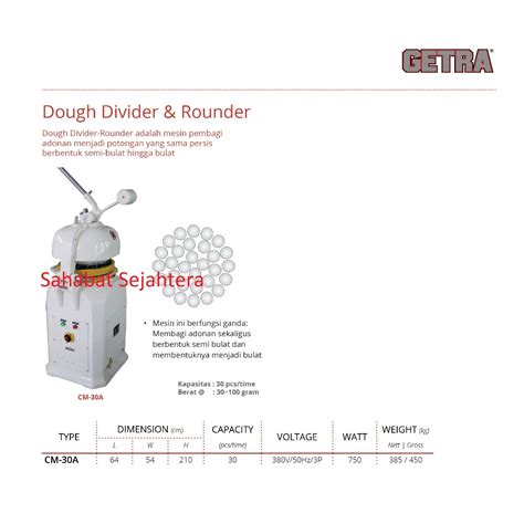 Jual GETRA Dough Divider Rounder CM 30A Mesin Pembagi Adonan Menjadi