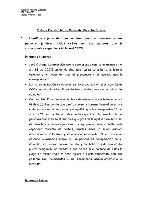 Trabajo Practico N Alfieri Adriana Legajo Vabg Trabajo Practico N