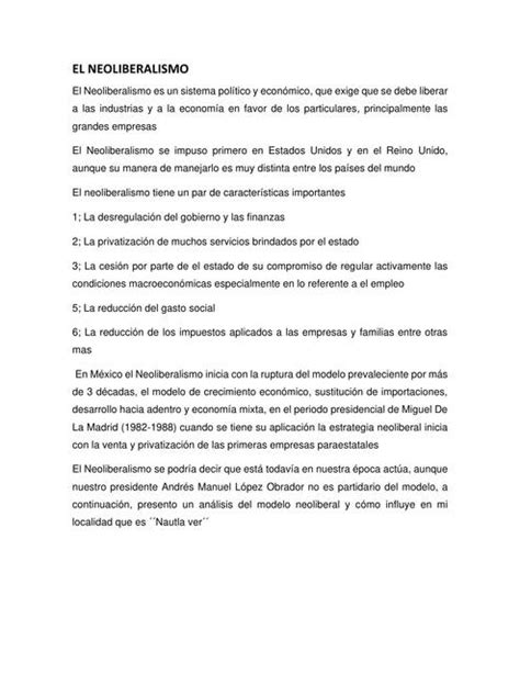 El Neoliberalismo Brisa G UDocz