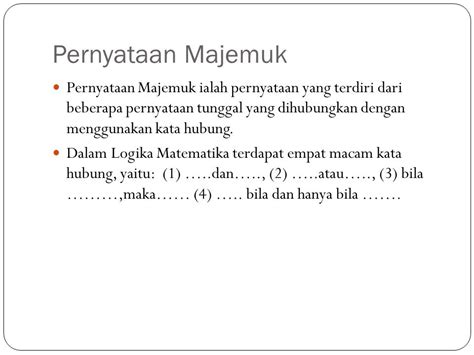 Pernyataan Majemuk Dalam Logika Matematika