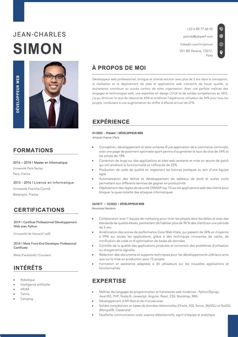 Exemple De Cv D Veloppeur Web Guide De R Daction Jobperf