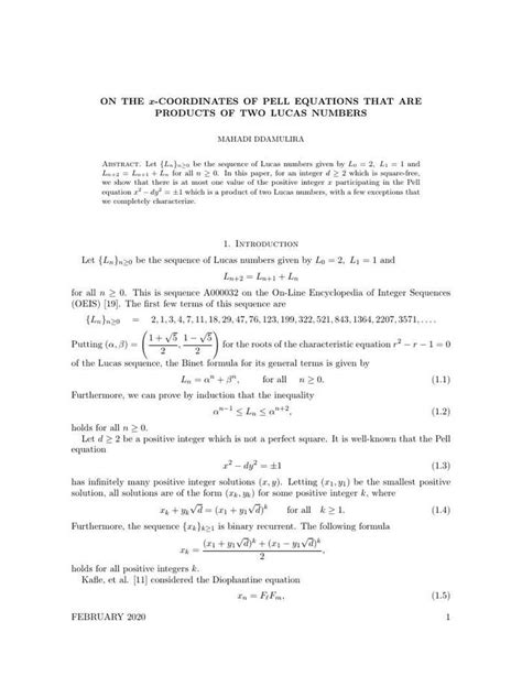 on the x coordinates of pell equations that are products of two lucas numbers mathematics
