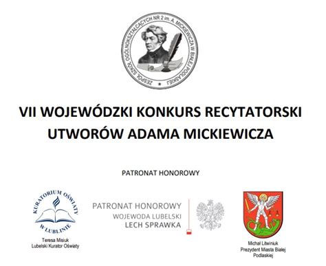 Vii Wojew Dzki Konkurs Recytatorski Utwor W Adama Mickiewicza Lista