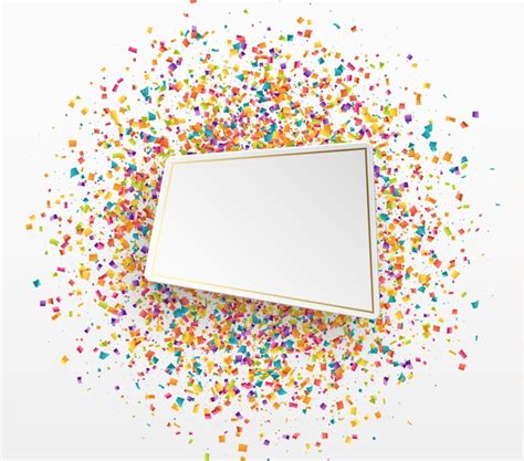 Banner de papel festivo con confeti ilustración vectorial Vector Premium