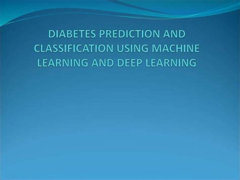 diabetes prediction using machine learning ppt