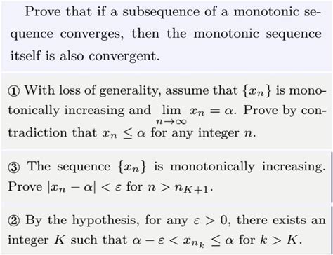 solved prove that if a subsequence of a monotonic sequence