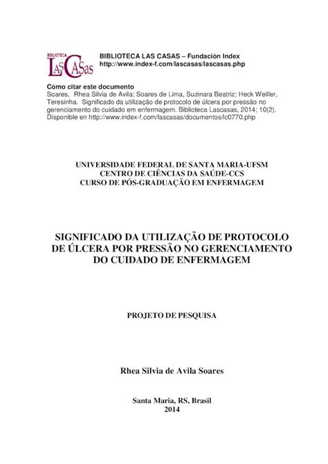 PDF SIGNIFICADO DA UTILIZAÇÃO DE PROTOCOLO DE ÚLCERA POR PRESSÃO NO